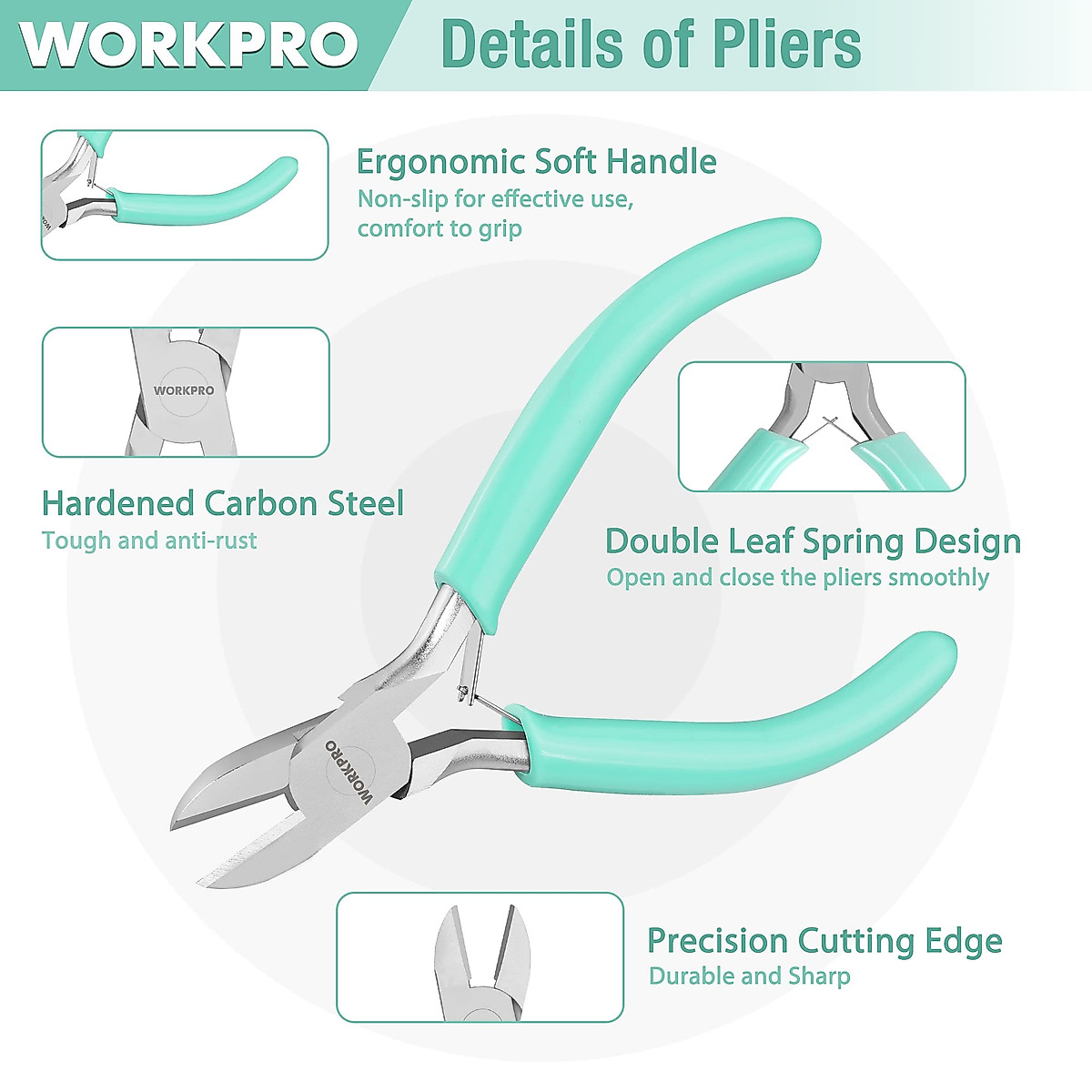 WORKPRO Jewelry Pliers Set, 3 Pack Jewelry Making Tool Kit Includes Mini Needle Nose Pliers/Chain Nose Pliers, Round Nose Pliers and Wire Cutter for Jewelry Repair, DIY Crafts, Jewelry Making Supplies