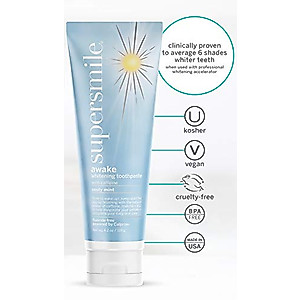 Supersmile Professional Awake Whitening Toothpaste for Your Morning Routine - Clinically Proven to Whiten Teeth Up to 6 Shades (Zesty Mint, 4.2 Oz)