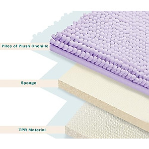 LoomyLife Memory Foam Bathroom Rug 2PCS 17"×24",Thick Soft Absorbent Chenille, Rubber Backing Quick Dry Microfiber Mats, Water Absorbent Rain Showers and Under The Sink(Pond Lily)