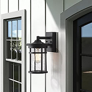 Casia Outdoor Wall Sconces, Exterior Wall Lantern, Outdoor Wall Lighting Fixture, Outdoor Wall Mounted Lights, Outdoor Wall Lights for Patio, Porch, Garden,Balcony (Black, 12" H)