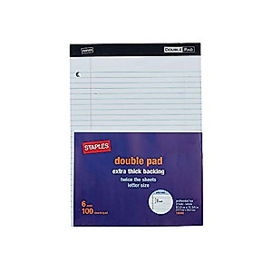 Staples 478900 Double Pad Notepads 8.5X11.75 White 100 Sh/Pd 6 Pd/Pk