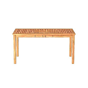 Walker Edison Dominica Contemporary Slatted Outdoor Dining Table, 34 Inch, Brown