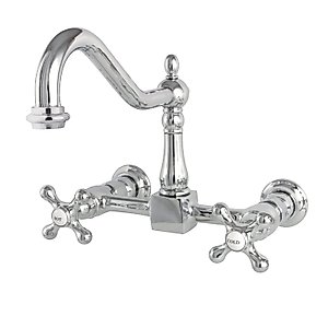 Kingston Brass KS1241AX Heritage Bridge Kitchen Faucet, 8-1/2", Polished Chrome