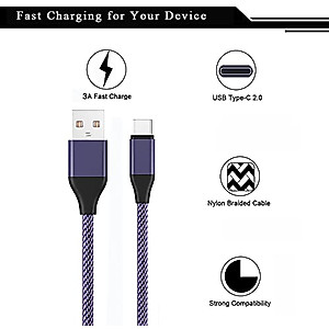 6FT 3A Fast USB C Charging Cord 2Pack Compatible with Amazon Fire 9th 10th 11th 12th Generation Tablet,New Fire HD 8 HD10 8Plus Tablet and Kids Edition 2019 2020 2021 Fire 72022- Purple