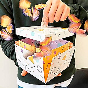 FETTIPOP DIY Butterfly Explosion Gift Box (white-yellow) 7.1x5.5x4.3 inches, Surprise Flying Butterfly Box for Birthday, Party, Father’s and Mother’s Day, Graduations, Anniversaries, Holidays, Any Occasion