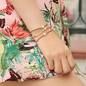 KELITCH Women Friendship Bracelets Miyuki Beads Strand Bracelets Handmade Fashion 3 Pcs Pearl Bracelets Bangles