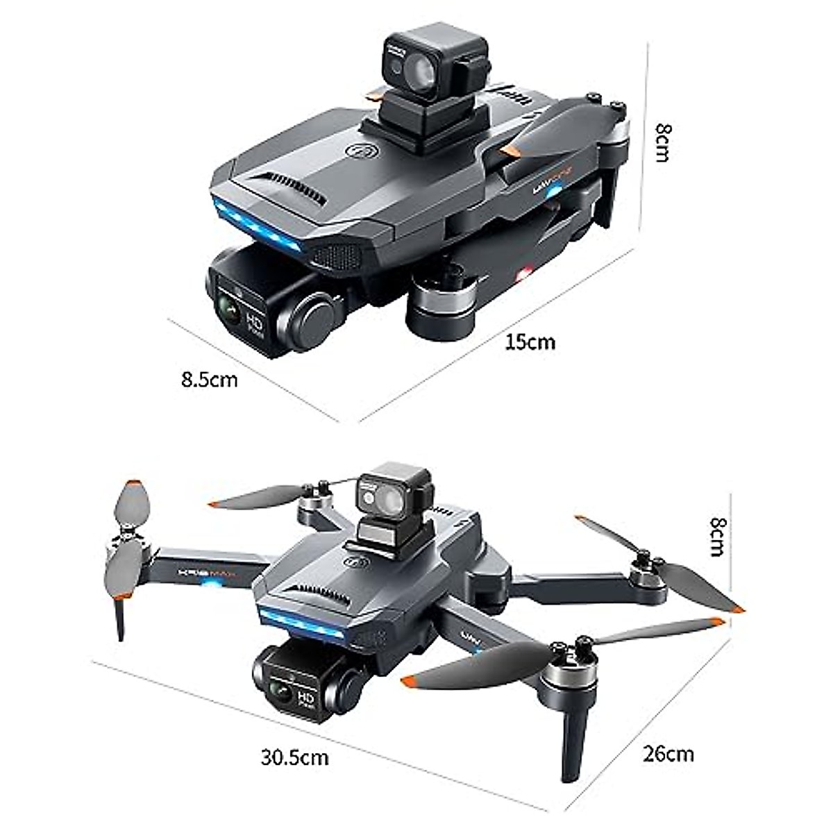 RKSTD Drone With Camera For Adults - HD FPV RC Drone, Without Obstacle Avoidor, Foldable RC Drone Altitude Hold, Headless Mode, Brushless Motor, Follow Me, Gift For Adult Beginners