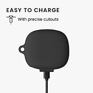 kwmobile Silicone Cover Compatible with JBL Wave 300 TWS - Case Cover Stick-On Skin with Clip - Black