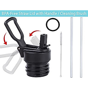 QISSZION Kids Insulated Bottle with Handle & Straw 25oz, Vacuum Stainless Steel Water Bottles Leakproof for School, BPA Free Flask Metal Thermos for Boys & Girls - Stars