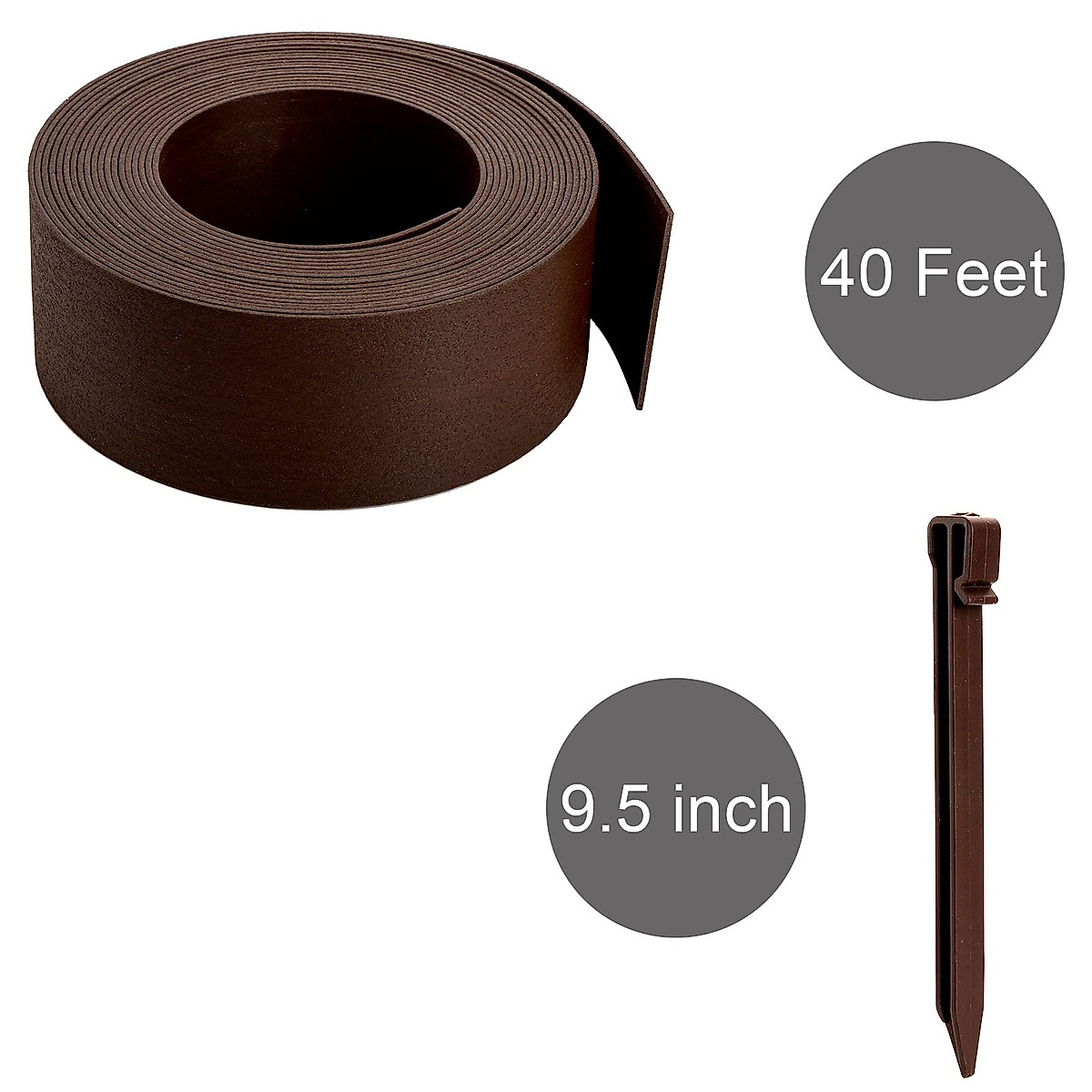 Hacaroa 40 Feet Landscape Edging Coil with 24 Anchoring Stakes, Plastic Terrace Board 4 Inch High, Decorative Grass Barrier Garden Edging Border for Lawn, Fence, Flower Bed, Wood Grain, Brown