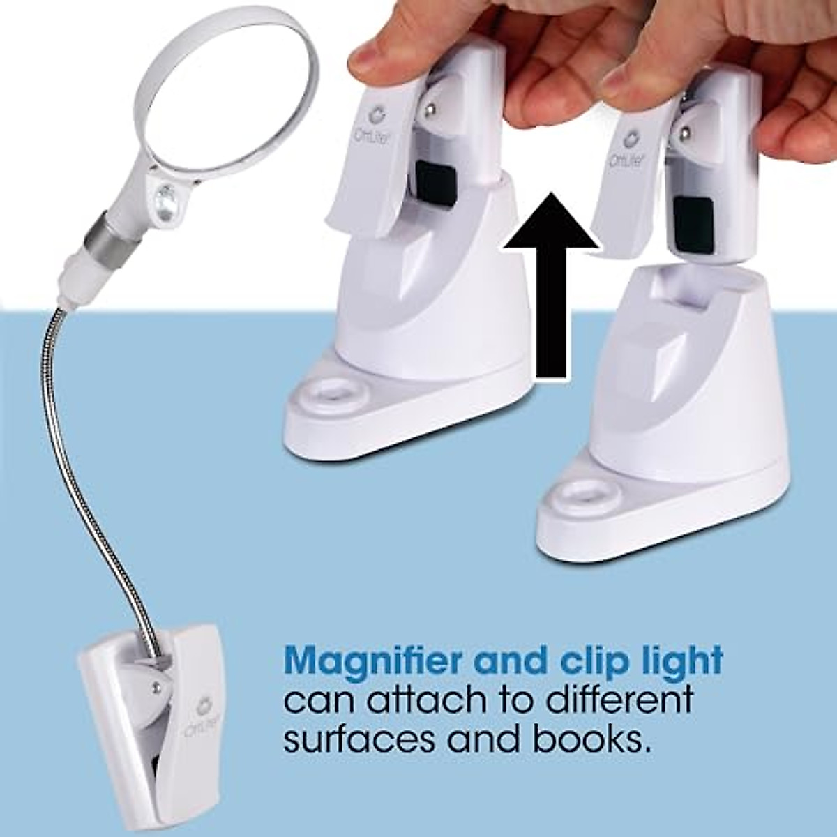 OttLite LED Clip & Freestanding Dual Magnifier Lamp - Adjustable Neck, Light for Crafting & Reading