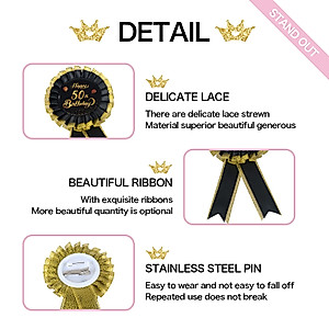 INNORU Happy 50th Birthday Tinplate Badge Pin, Satin Fabric 50th Birthday Pin, Cheers to 50 Years Rosette Button Pins, Happy Birthday Party Accessory Brooch Pin Party Decorations Black - Pack of 1