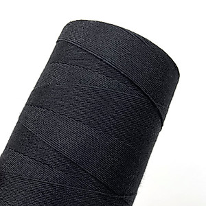 Atimiaza Thick Thread for Sewing Hair, Black Weaving Thread Polyester Thread for Making Wig, Hair Extension Sewing Thread with 3 Pcs Curved Needles (Black)