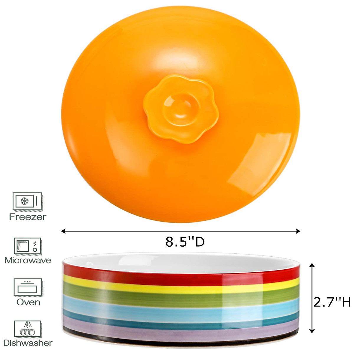 Lyellfe Ceramic Tortilla Warmer, 8.5 Inch Colorful Tortilla Server Keeper Container with Lid, Hold up to 12 Tortillas, Great for Taco Tuesday Night, Mexican Party, Microwave and Oven Safe