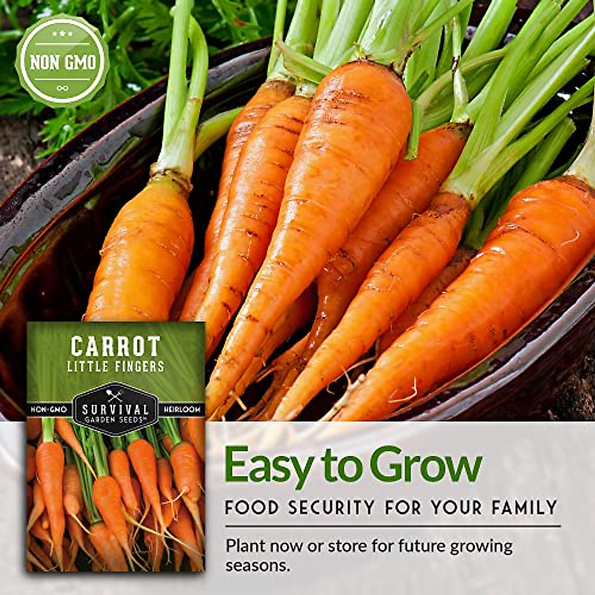 Survival Garden Seeds - Little Fingers Carrot Seed for Planting - Packet with Instructions to Plant and Grow Delicious Baby Carrots in Your Home Vegetable Garden - Non-GMO Heirloom Variety - 1 Pack