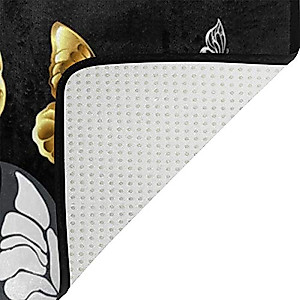 AGONA Gold White Butterflies Black Area Rug 5x7 Soft Large Area Rugs Indoor Modern Floor Carpet No-Shedding Non-Slip Rectangle Mat for Living Room Entryway Bedroom Kids Room