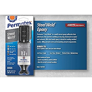 Permatex 84109 PermaPoxy 4 Minute Multi-Metal Epoxy, 0.84 oz. , Grey