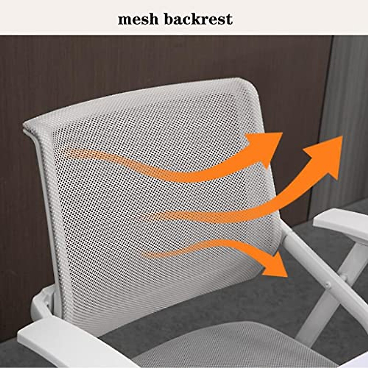 Office Products Foldable Office Conference Chair Training Chair with Writing Board Exam Chair Study Chair Mesh Chair with Armrests(Orange)