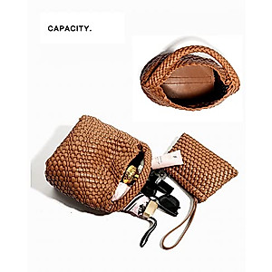 Womens Vegan Leather woven handbag Fashion Handmade Beach Bag Top-handle Handbag bottega bag dupes naghedi hobo bag for women (Black)