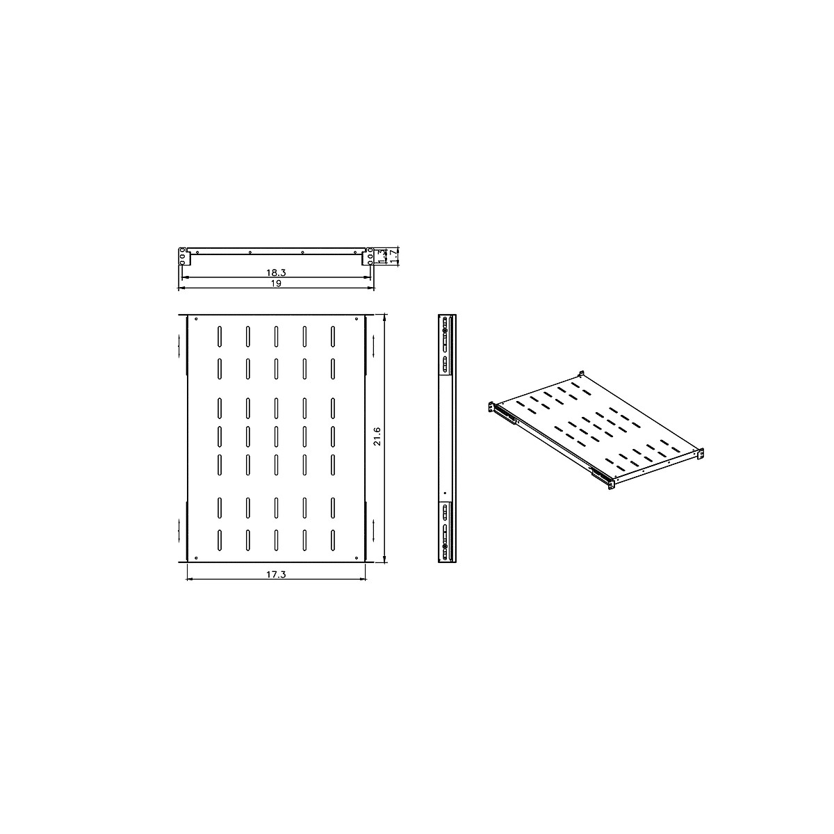 Raising Electronics Fixed Rack Server Shelf 1U 19 Inch Shelves 4 Post Rack Mount Adjustable Deep for Server Network Rack (21.5-28Inch Depth)
