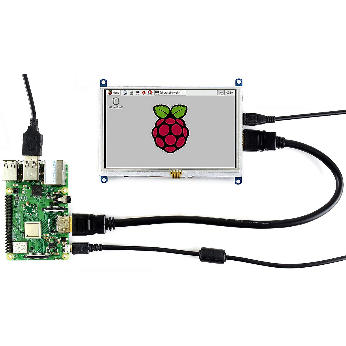 waveshare 5inch HDMI LCD (B) 5" 800×480 Resistive Touch Screen LCD TFT Monitor for Raspberry Pi 4B/3B+/3B/2B/A+/Zero/Zero W/WH, PC Windows 10/8.1/8/7, Driver Free