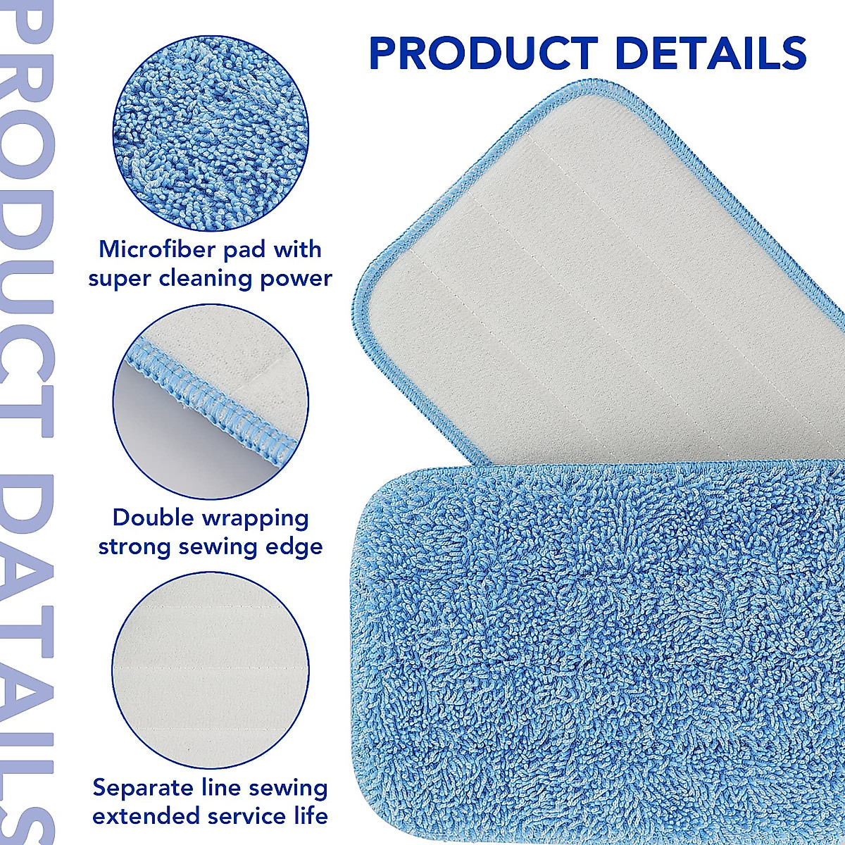 Replacement Microfiber Pad for Rubbermaid Commercial 18 Inch Mop and 17 Inch Mop - 10 Pack Wet & Dry Commercial Cleaning Refills Reusable Mop Refills Fit for Any Microfiber Flat Mop System 18" and 17"