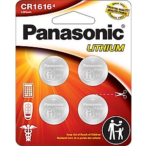Panasonic CR1616 3.0 Volt Long Lasting Lithium Coin Cell Batteries in Child Resistant, Standards Based Packaging, 4-Battery Pack