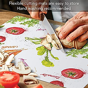 Cut N' Funnel Veggie Splash Designer Flexible Plastic Cutting Board Mat, 15" x 11.5", Made in the USA, Decorative, Flexible, Easy to Clean
