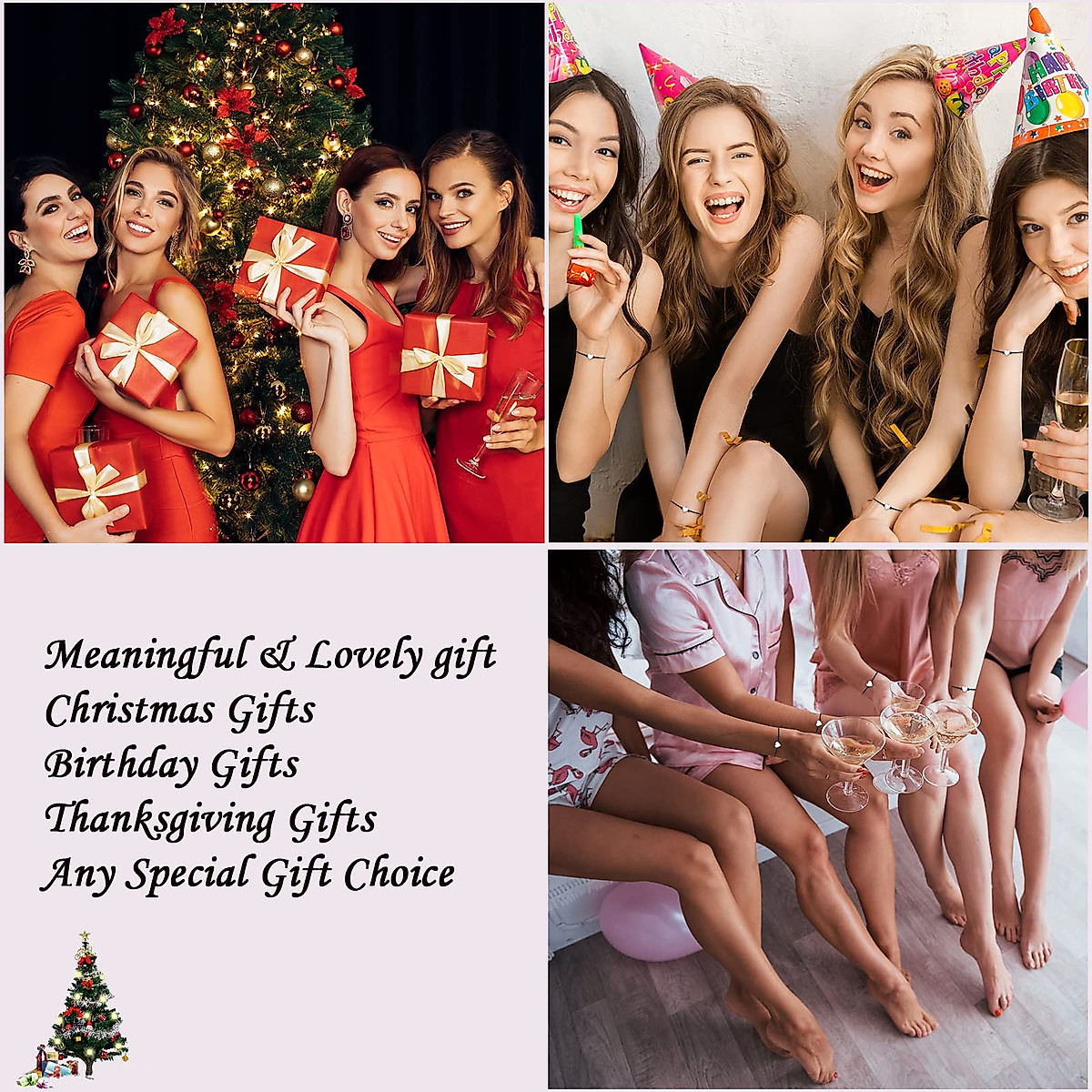 KINGSIN Family Christmas Gifts Friendship Mother Daughter Bracelets Sisters Pinky Promise Heart Bracelet Friend Jewelry Gifts for Women Family Teens Bff