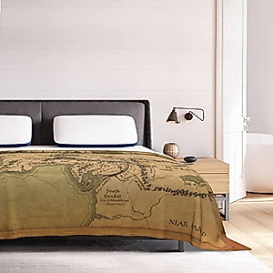 Blanket Middle Vintage Map Flannel Throw Blankets Super Soft Warm Lightweight Fuzzy Blanket for Couch Bed Travel All Season 80"x60"