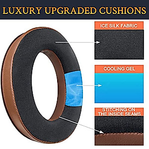 SOULWIT Cooling Gel Ear Pads for Sennheiser HD599/HD598/SE/CS/SR/HD595/HD569/HD558/HD518/HD515/Game Zero/G4ME Zero, Earpads Cushions for PC37X/PC38X/PC350/PXC350/PXE350/PC360/HD380/HD380-Pro (Coffee)