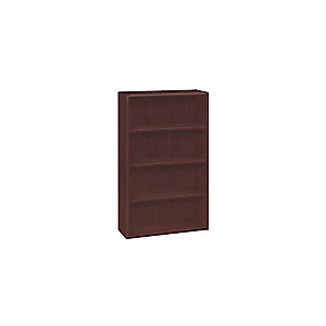 HON 10754NN 10700 Series Wood Bookcase, Four Shelf, 36w x 13 1/8d x 57 1/8h, Mahogany