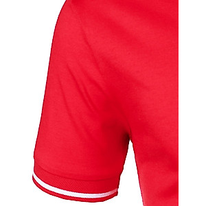 HOOD CREW Mans Fashion Short Sleeve Polo Shirts Summer Casual Band Collar Tops Shirt Red XL