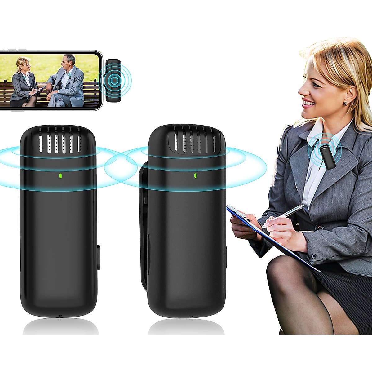 RTOGM Dual Wireless Lavalier Microphone for iPhone Video Recording & Live Streaming, Plug & Play, Active Noise Cancellation, Lapel Mics for TikToker, Vlogger & Youtuber - No Need App/Bluetooth
