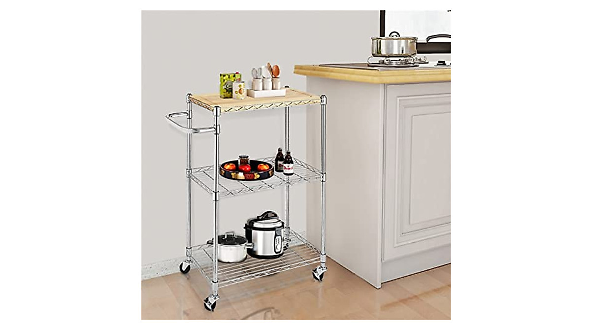 CXDTBH 3-Tier Kitchen & Microwave Trolley - Heavy Duty Storage Rack
