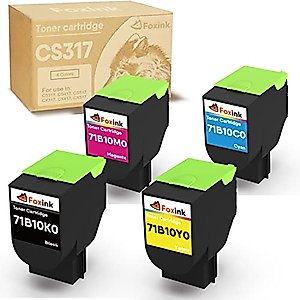 FOXINK Remanufactured for Lexmark Toner Cartridge CS317 CS317dn CX317 CX317dn CS417 CS417dn CX417 CX417de CS517 CS517de CX517 CX517de Toner 71B10K0 71B10C0 71B10M0 71B10Y0, 3000 & 2300 Pages