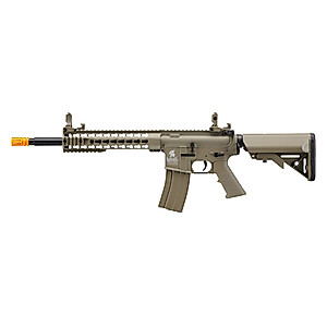 Lancer Tactical Gen 2 LT-19 Airsoft M4 Carbine 10" Electric Full/Semi-Auto Airsoft AEG Rifle, Included 6mm 0.20g BBS, Charger, and Battery (Polymer/Desert)