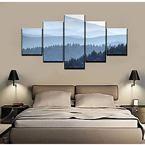 Skipvelo Layers of The Great Smoky Mountains Wall Art Canvas Prints Pictures Paintings Artwork Home Decor Stretched and Framed - 5 Pieces