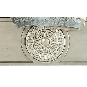 Acme Varian Queen Upholstered Panel Bed in Blue Velvet and Mirrored