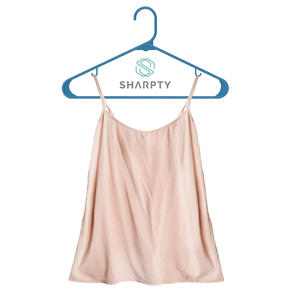 Sharpty Plastic Hangers Clothes Hangers for Clothing, Closet, Coats & Shirts - Durable, Thick, Tough & Space Saving - for Everyday Standard Use, Room Essentials & Basics - 20 Pack - Blue