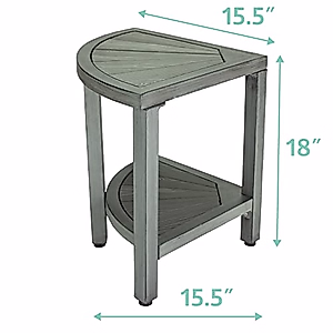 Medline Faux Teak Bathroom Corner Bench, Aluminum Shower Bench with Teak-Like Appearance,Brown