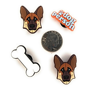 WorkedLikeACharm 4pcs German Shephard Dog Puppy Shoe Charms for Clog Shoes Decoration Gift