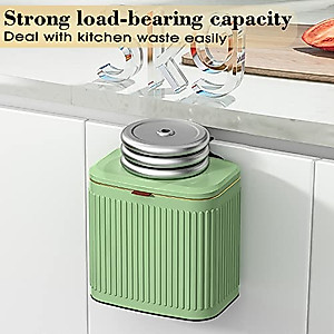 Kitchen Small Trash Can with Lid, GloDeals Compost Bin Countertop, Wall-Mounted Under Sink Hanging Trash Bin for Kitchen, Bathroom, Cabinet Trash Can (1.05 Gallon, 4L Vintage Green)