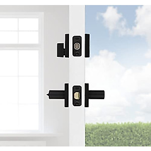 Kwikset Halifax Keyed Entry Lever and Single Cylinder Deadbolt Combo Pack featuring SmartKey® in Matte Black