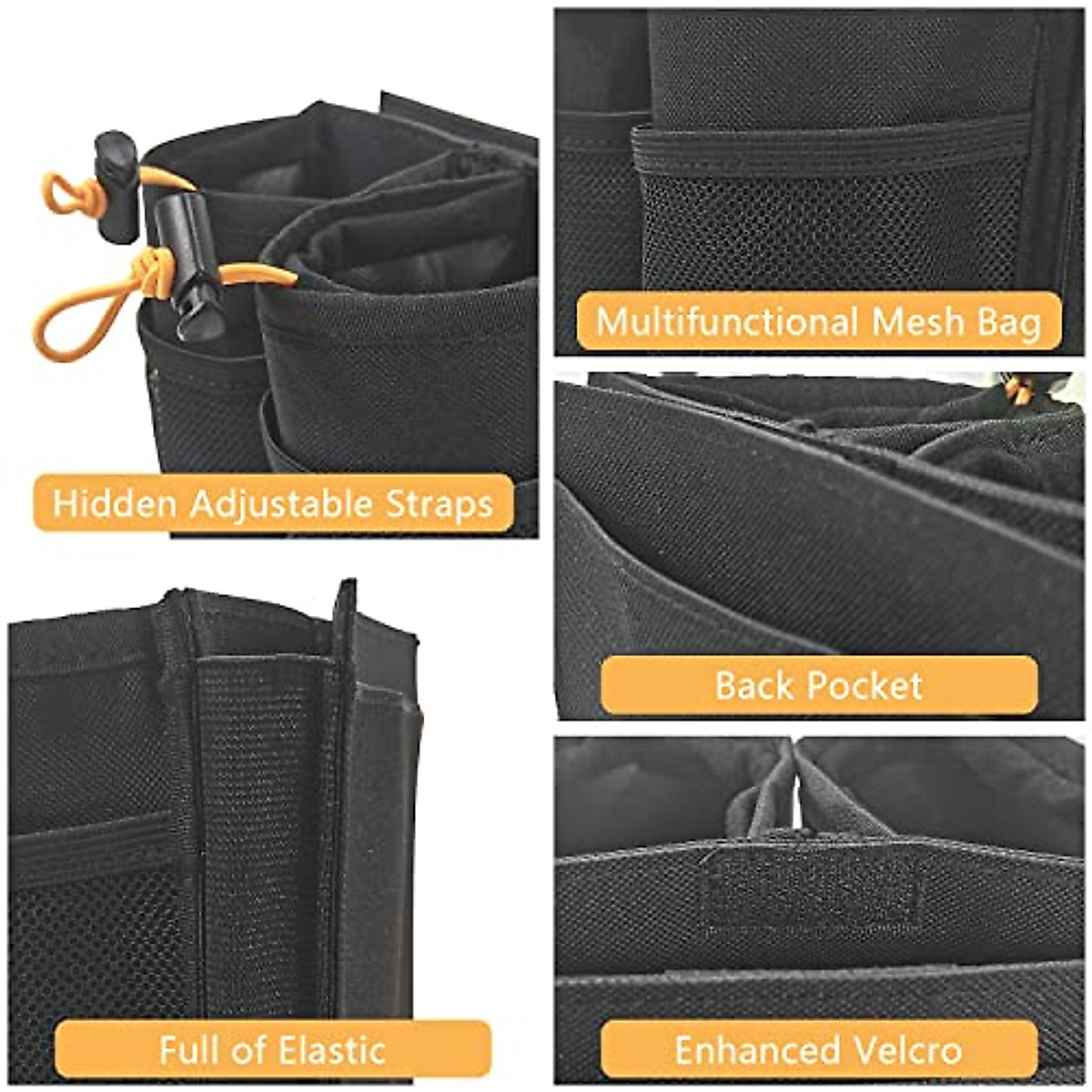 Luggage Travel Cup Holder Free Hand Drink Caddy Double Mesh Bag Design (Black)