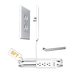 Sleek Socket No Shock Child Protector, Outlet & Plug Concealer with Protective Cord Clips, 8-Foot Flat Extension Cord with Multiple Outlets, Baby Proofing Outlet Cover, No Access To Dangerous Cords