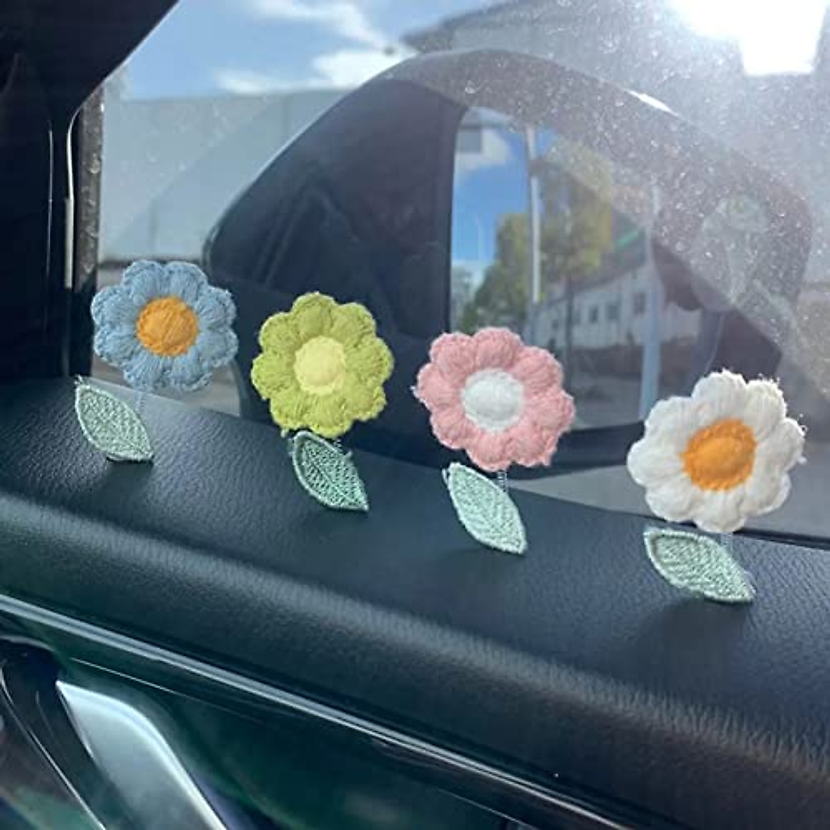 Flower Car Dashboard Decorations,MoreChioce Flower Bobblehead Ornament Car Shaking Head Toy Interior Display Decoration for Home Office Desk SUV Car,Red