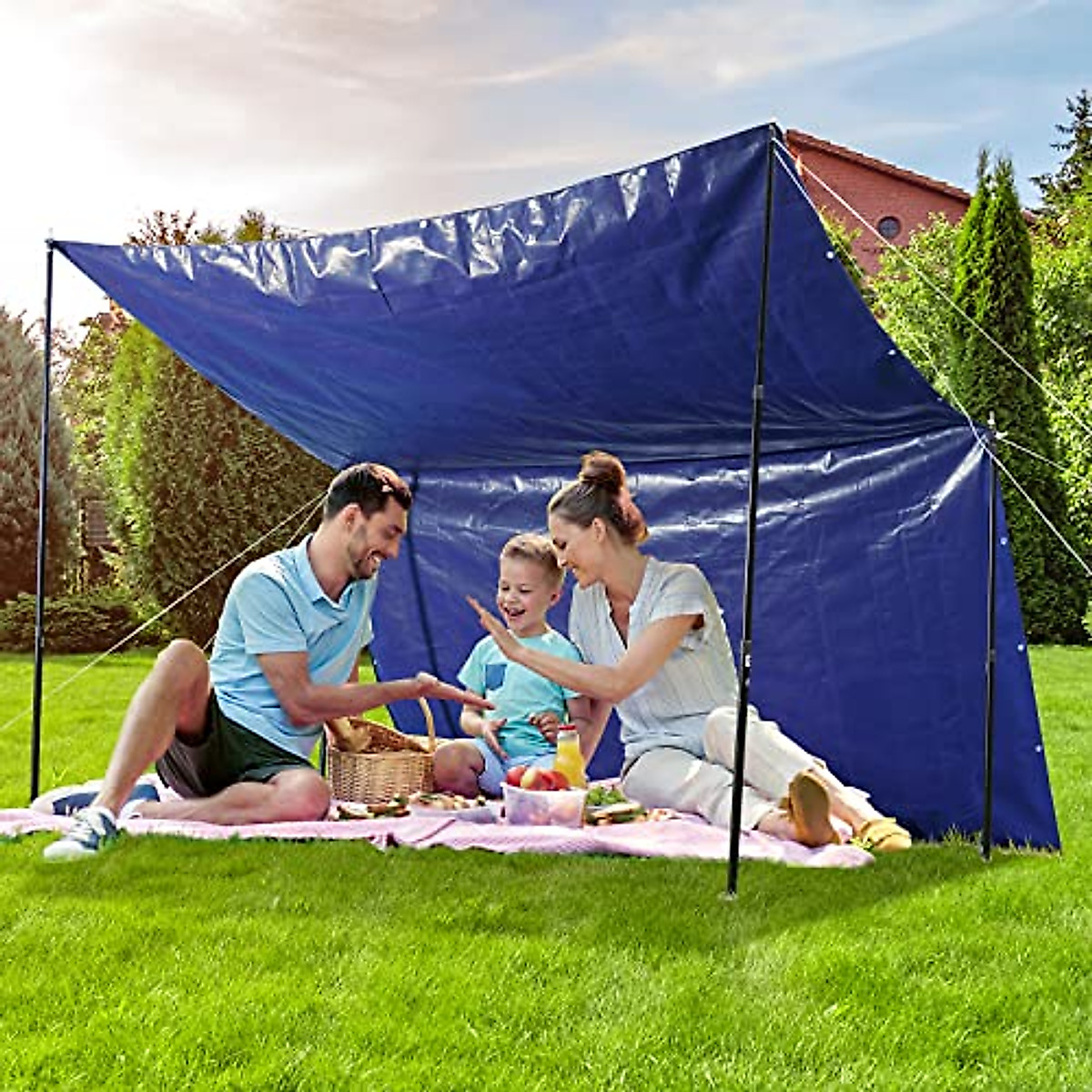 VEVOR Tarp Waterproof 10x12 ft, 5 Mil Plastic Poly Tarp Cover, Multi Purpose Tear UV and Temperature Resistant Outdoor Tarpaulin with Reinforced Grommets and Edges (Blue)