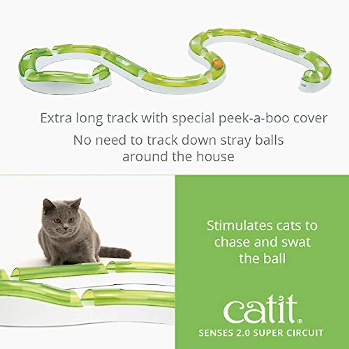 Catit Senses 2.0 Super Circuit Interactive Cat Toy - 12-Piece Closed-Track Ball Toy for All Breed Sizes