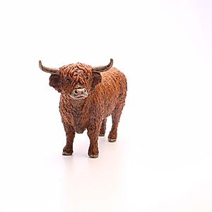 Schleich Farm World Realistic Highland Bull Cow Animal Figurine - Highly Detailed and Durable Farm Animal Toy, Fun and Educational Play for Boys and Girls, Gift for Kids Ages 3+